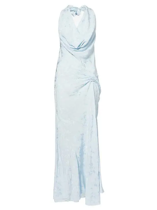Anna October Kelly Draped Satin Maxi Dress - Light Blue