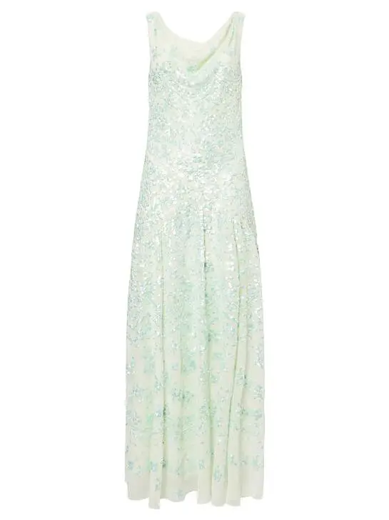 NEEDLE & THREAD Freya Georgette Sequin-embellished Gown - Soft Mint