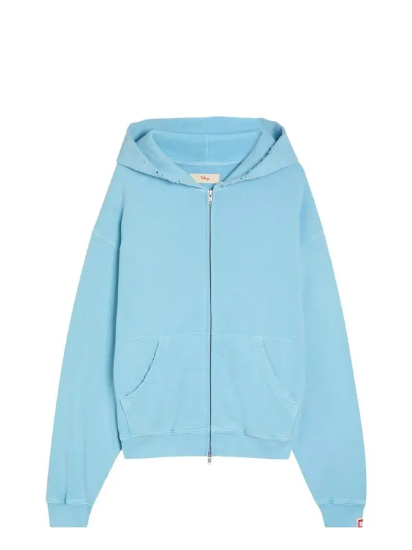 CHERRY LOS ANGELES Distressed Hooded Cotton Sweatshirt - Blue Light