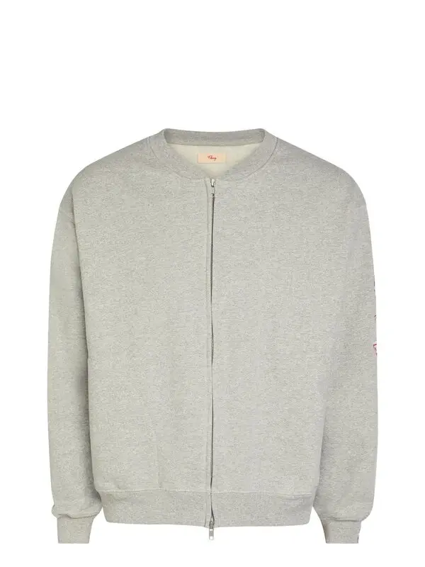 CHERRY LOS ANGELES Gecko Embroidered Zip-through Cotton-blend Sweatshirt - Grey