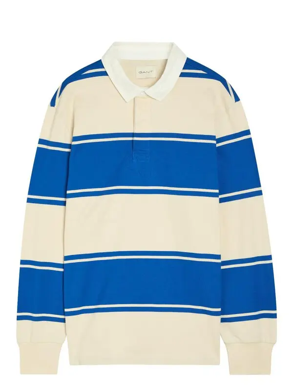 Gant Striped Cotton Rugby Shirt - Blue