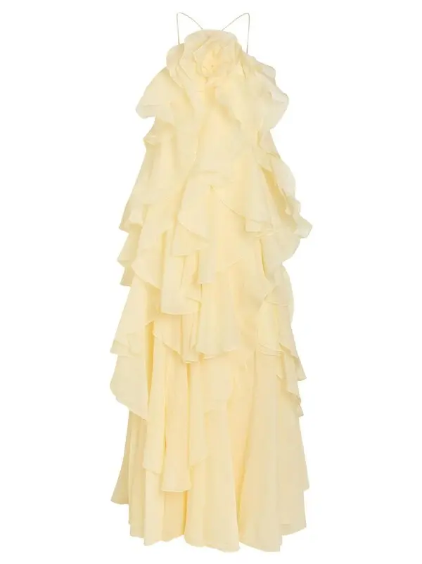 Aje Pandorea Ruffled Chiffon Maxi Dress - Yellow