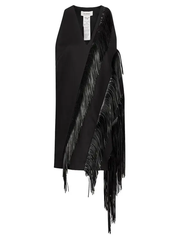 Sportmax Fringed Cotton Mini Dress - Black