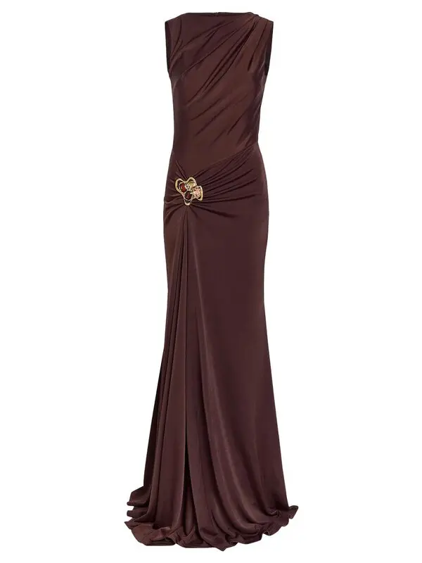 Rebecca Vallance Hazine Sculpted Stretch-jersey Maxi Dress - Brown