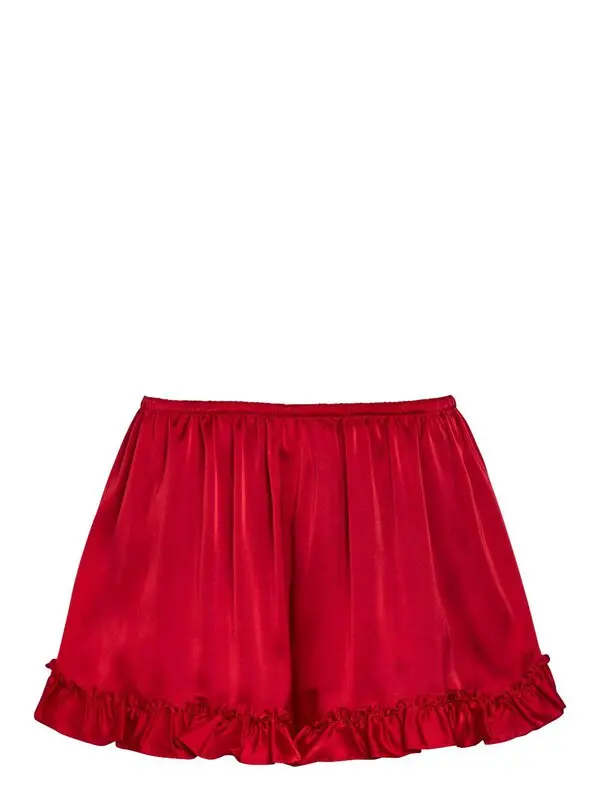 Simone Rocha Ruffled Stretch-satin Shorts - Red