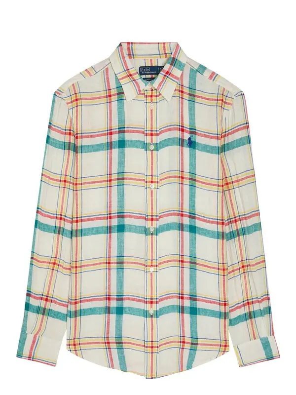 Polo Ralph Lauren Plaid Linen Shirt - White