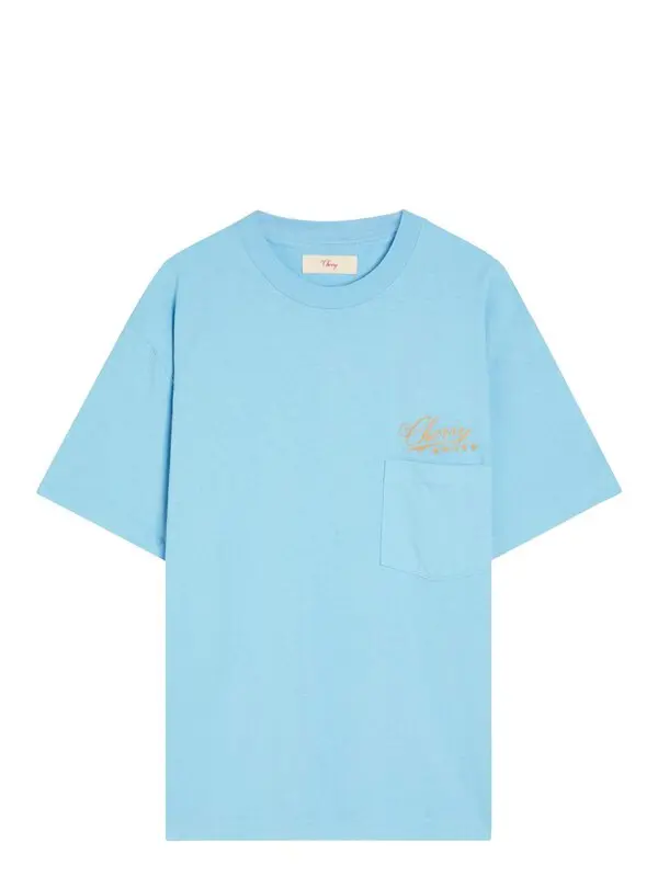 CHERRY LOS ANGELES 5 Star Logo-embroidered Cotton T-shirt - Light Blue
