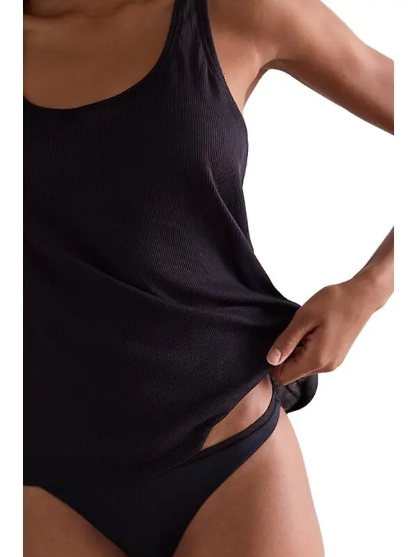 INTIMATELY Barely Bare Ribbed Racerback Tank Top - Black