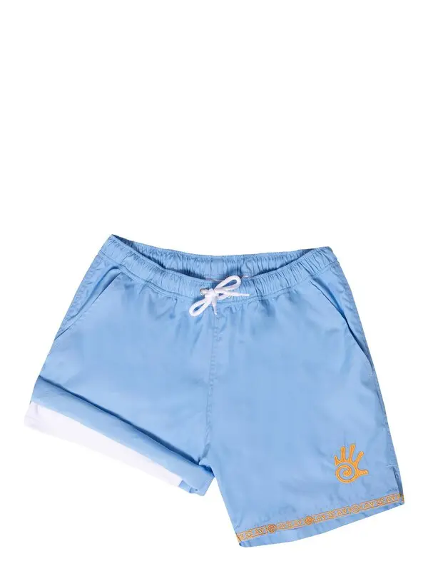 RAW POTENTIAL Orange / Blue Cheveyo Blue Swim Shorts - Orange/blue