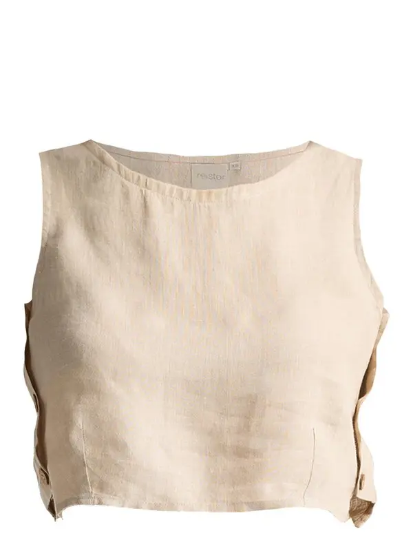 REISTOR Neutrals Boxy Crop Top In Neutral - Beige