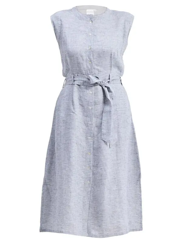 REISTOR Back Cut Out Linen Dress - Grey