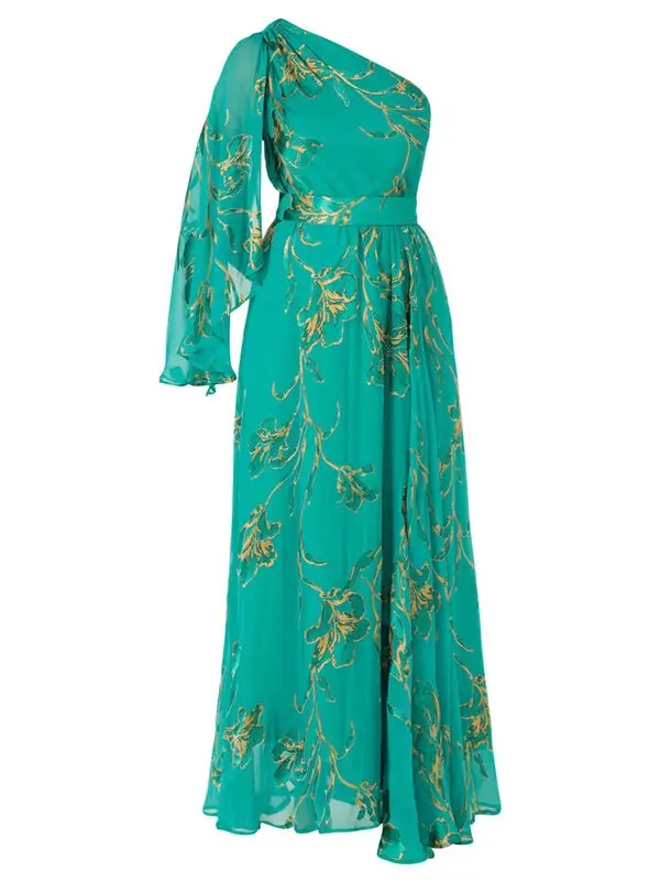 SACHA DRAKE Lorelei Maxi Dress In Jade Gold Floral - Blue