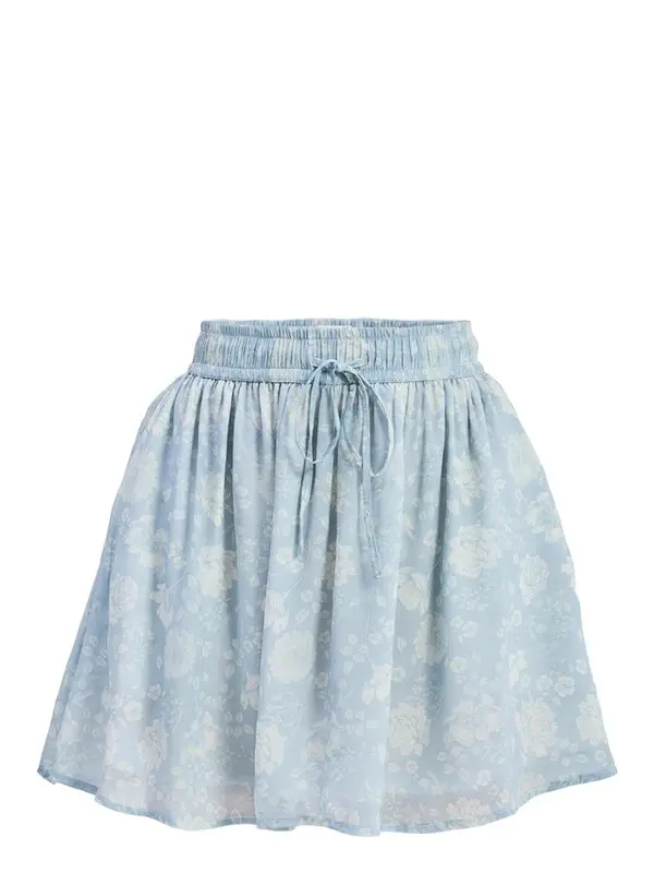 REISTOR Drawstring Short Skirt In Florals - Blue