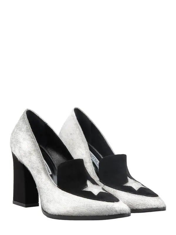ROSAMUND MUIR LONDON Black / Silver Maria Silver Calf Hair & Black Star Loafers - Black/silver