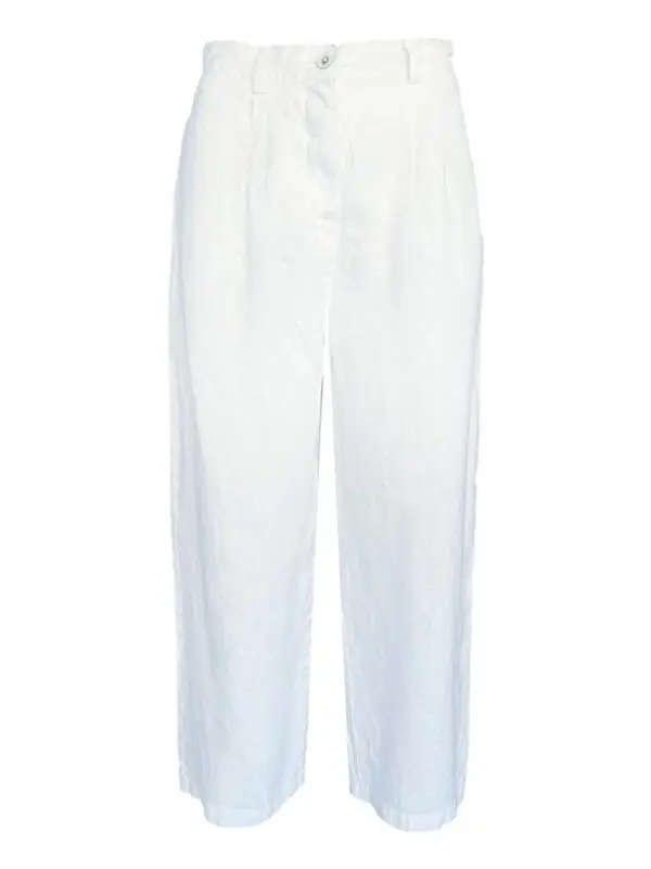 Haris Cotton Linen Pants With Pleats - White