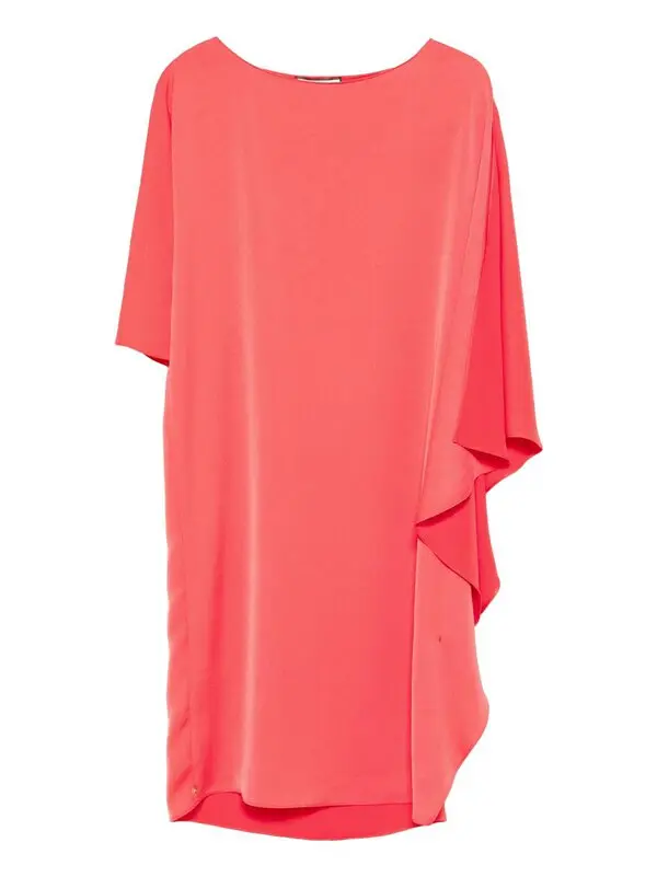 NISSA Asymmetric Sleeve Midi Dress - Red