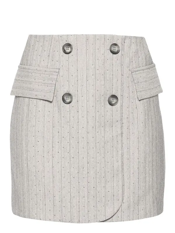 NISSA Crystal-embellished Mini Skirt - Grey
