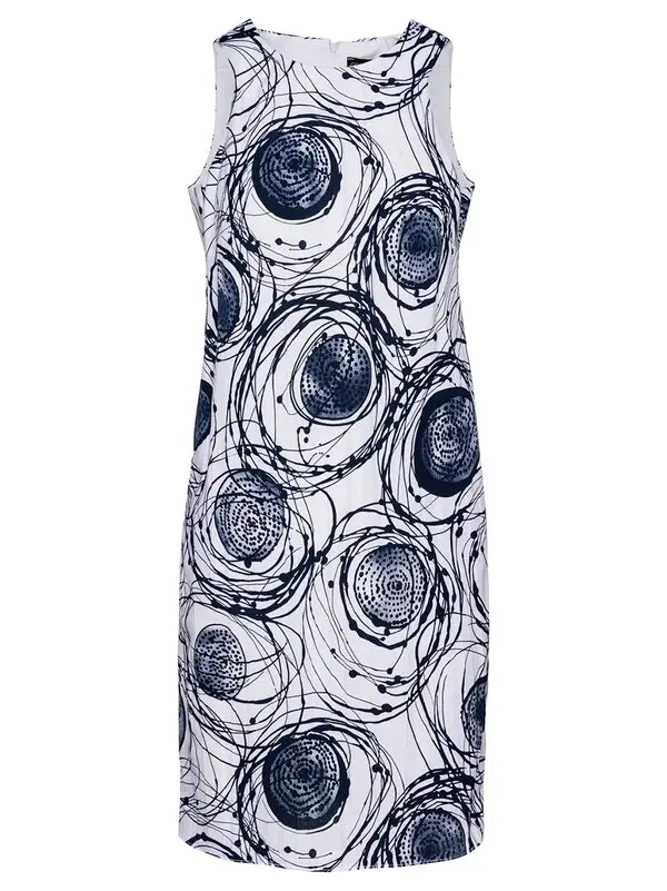 CONQUISTA Print Sleeveless Sack Dress In Navy - Blue