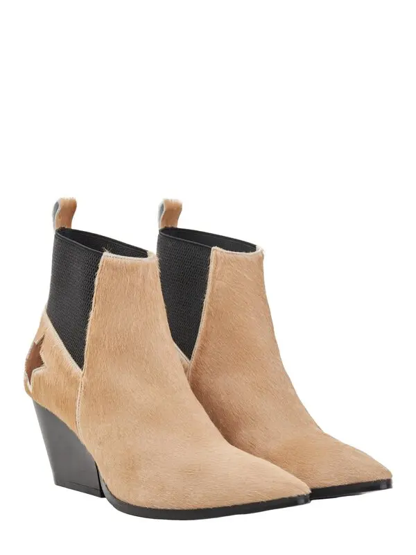 ROSAMUND MUIR LONDON Neutrals / Felixa Light Calf Hair With Star Ankle Boots - Brown