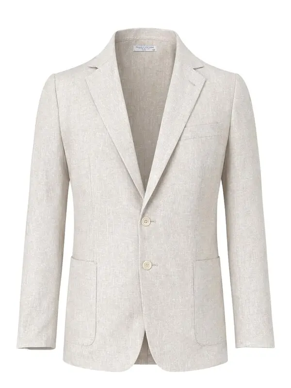 Haris Cotton Linen Blazer In Natural Color - Grey