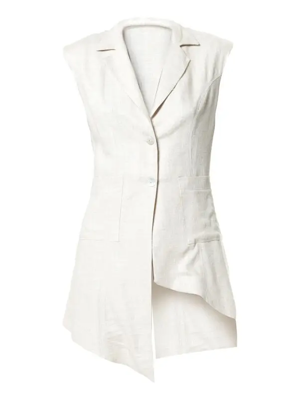 METAMORPHOZA Neutrals Asymmetric Buttoned Top With Linen - Beige