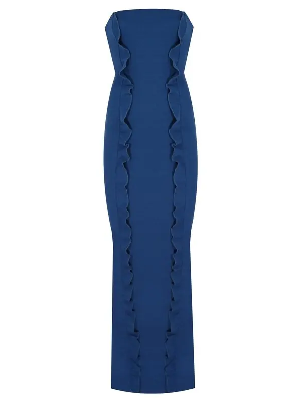 NO'DESIGN Ruffled Strapless Maxi Dress - Blue