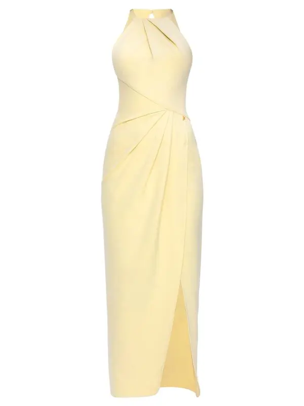 OTTHIE Cocktail Draped Dress - Yellow