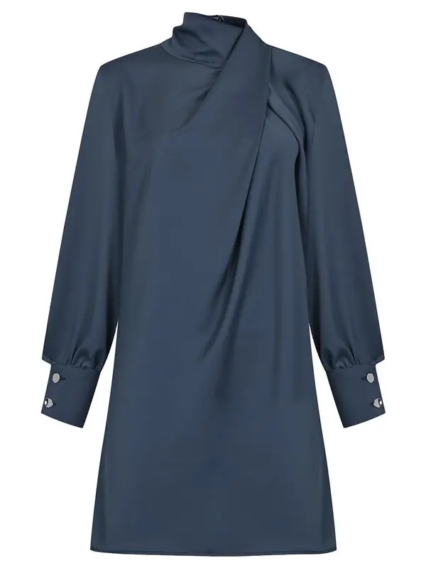 MAVLO Draped Satin Mini Dress - Blue