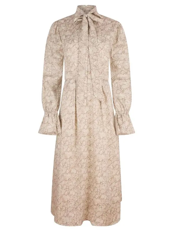 NUMBAT Margot Cotton Bow Midi Dress Cream With Florals - Brown