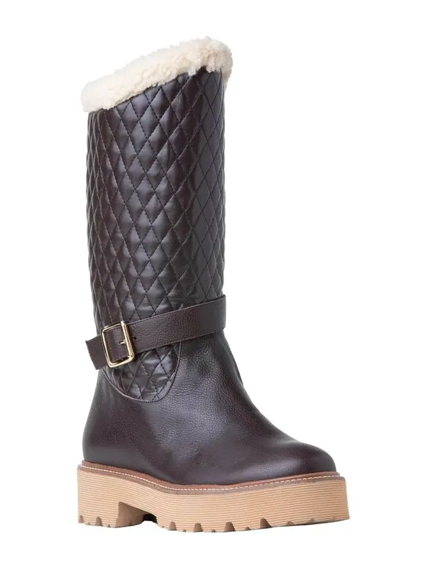 BEAUTIISOLES BY ROBYN SHREIBER Tulsa Leather Lug Sole Winter Boot - Brown
