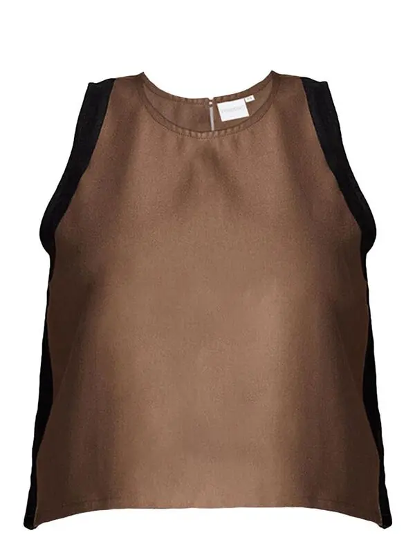 REISTOR Sleeveless Color Block Top In And Black - Brown