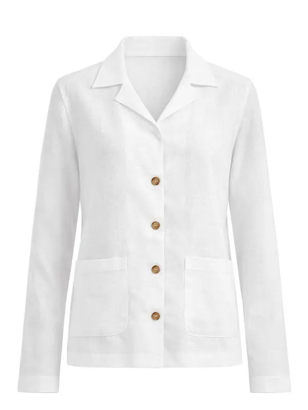Haris Cotton Linen Jacket With Pockets - White
