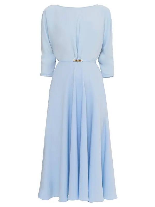NISSA Pearl-detail Crepe Midi Dress Baby - Blue