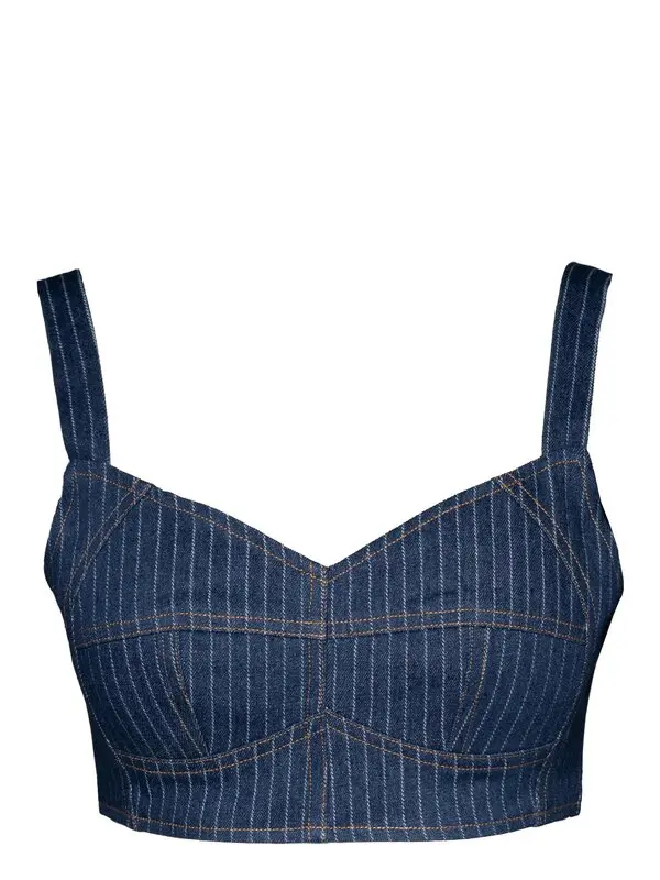 OFUURE Denim Pinstripe Serena Crop Top - Blue