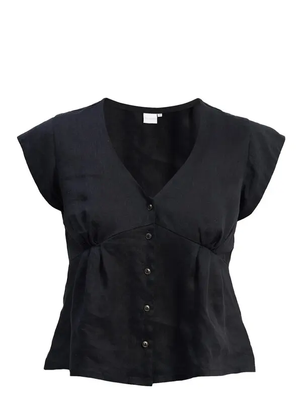 REISTOR Deep V-neck Short Top - Black