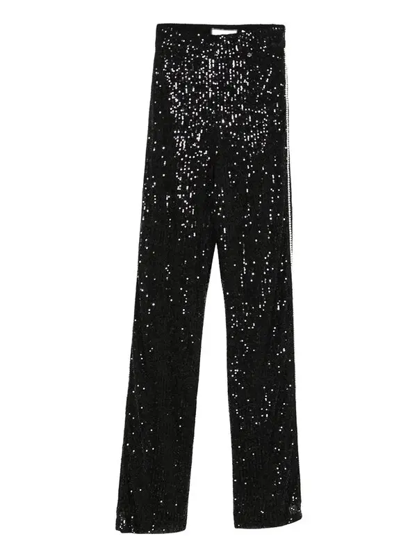 NISSA Sequined Straight Pants - Black