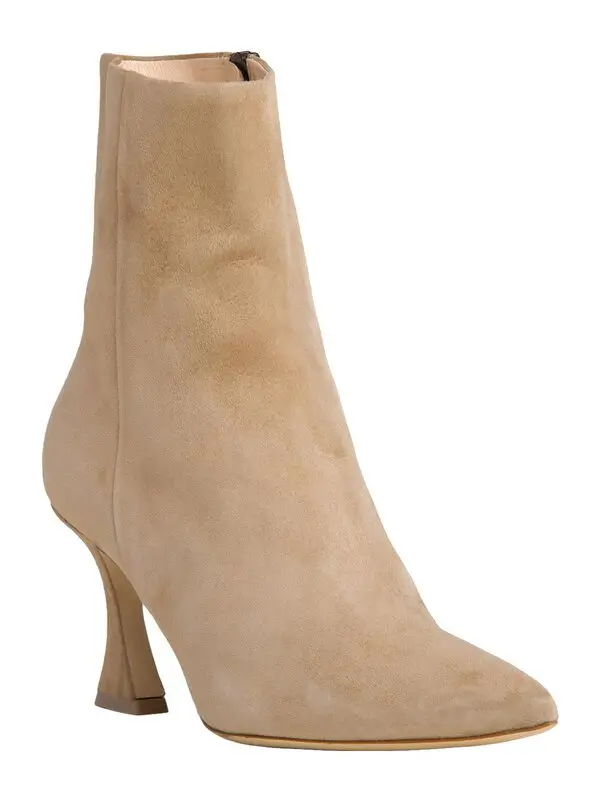 BEAUTIISOLES BY ROBYN SHREIBER Neutrals / Soraya Beige Bootie In Suede Comfortable & Elegant For Day & Evening - Brown