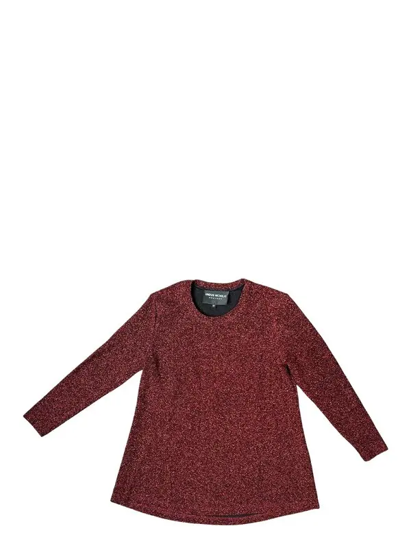 LINDSAY NICHOLAS NEW YORK Disco Glitter Bracelet Sleeve Top In Shiraz - Red