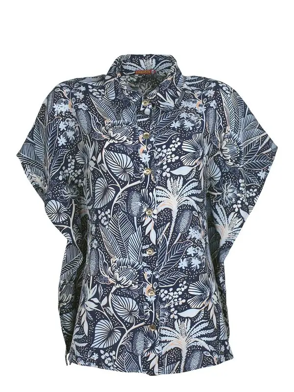 LALIPOP DESIGN Handkerchief Hem Short Sleeve Shirt - Blue
