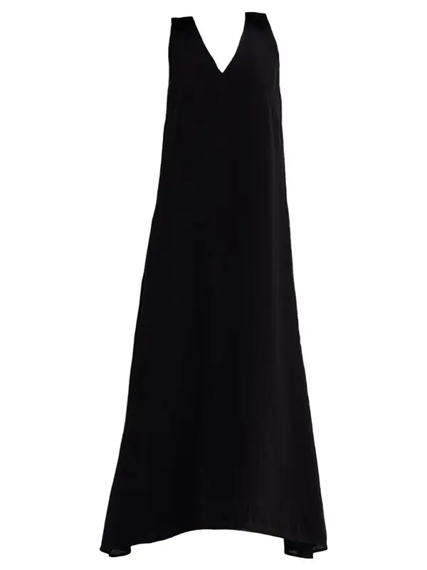 REISTOR Crossed In Chic Sleeveless Maxi Crepe Dress - Black
