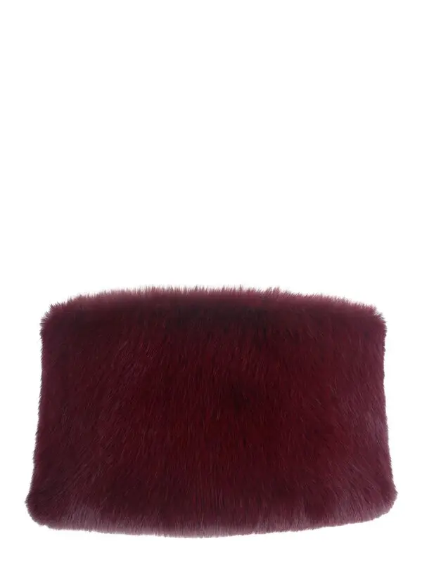 MISS CIRCLE NEW YORK Darla Burgundy Faux Fur Off-shoulder Cropped Top - Red