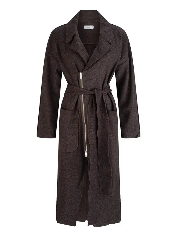 DREF Ionian Belted Felt Coat Chocolate - Brown