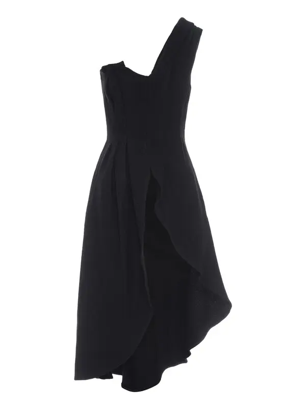 LAHIVE Billy Jean Asymmetrical One-shoulder Tweed Top - Black