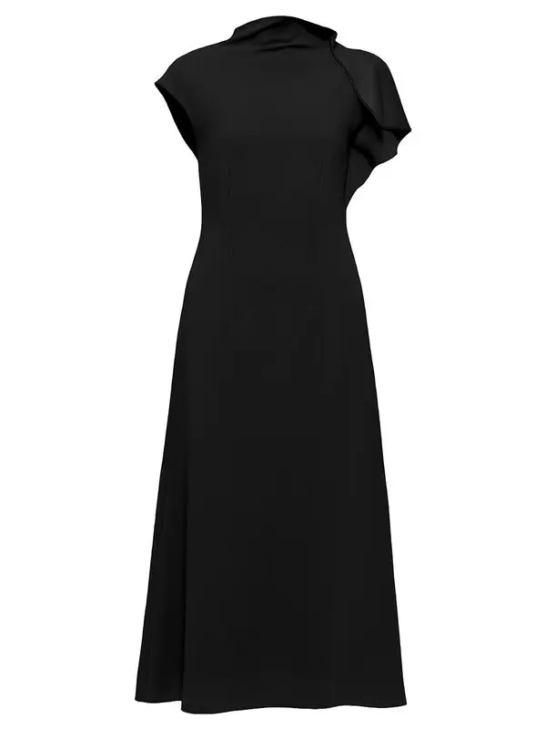 NISSA A-line Crepe Dress - Black