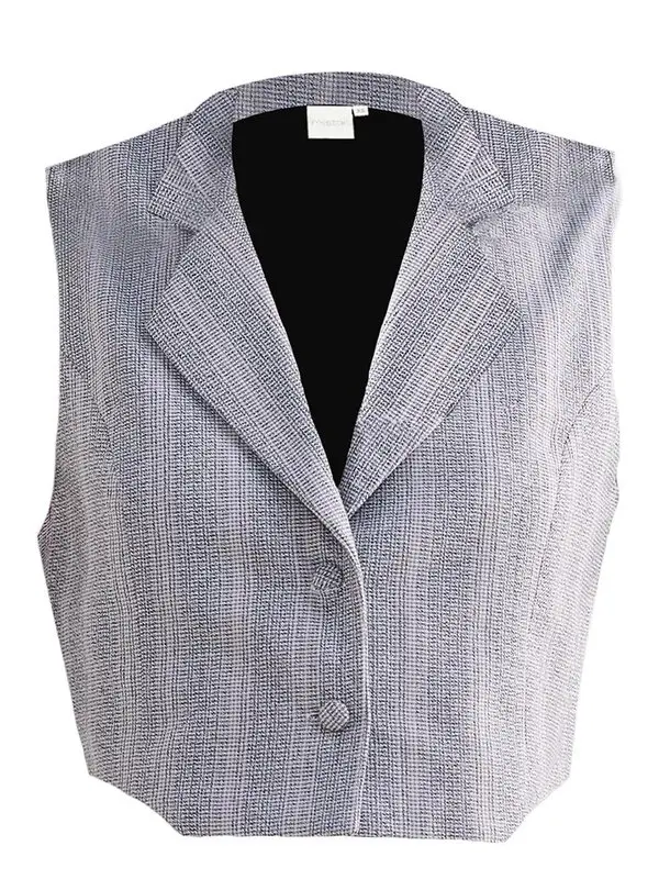 REISTOR Cropped Cotton Tweed Vest - Grey