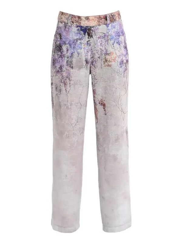 LALIPOP DESIGN Abstract Floral Print Wide-leg Pants - Black