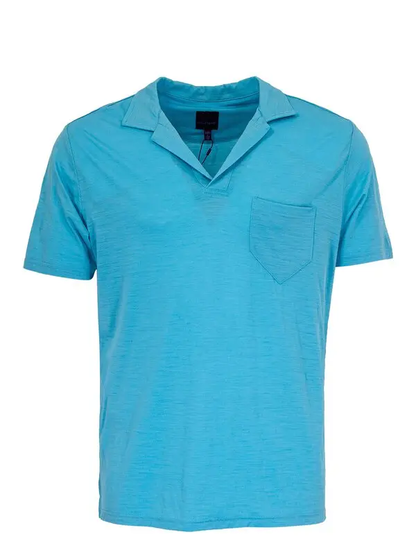 LORDS OF HARLECH Bobby Merino Jersey Collared Shirt Teal - Blue