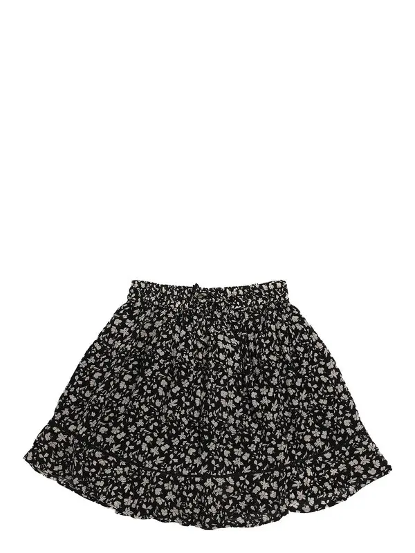 REISTOR Drawstring Short Printed Crepe Skirt - Black