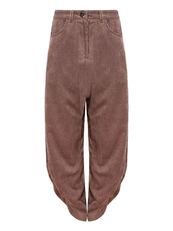 MANDRAGORA Loose Cut Corduroy Trousers Barro Cappuccino - Brown