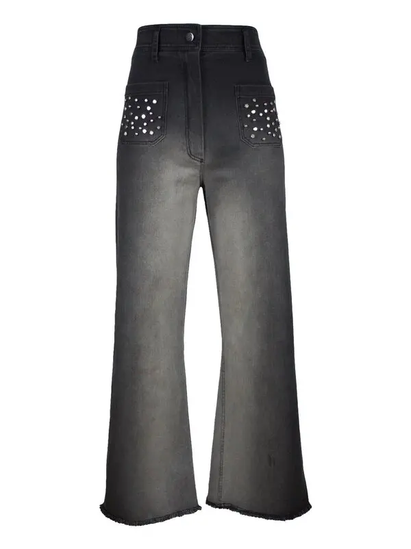 LALIPOP DESIGN Gradient Effect Studded Denim Pants - Black